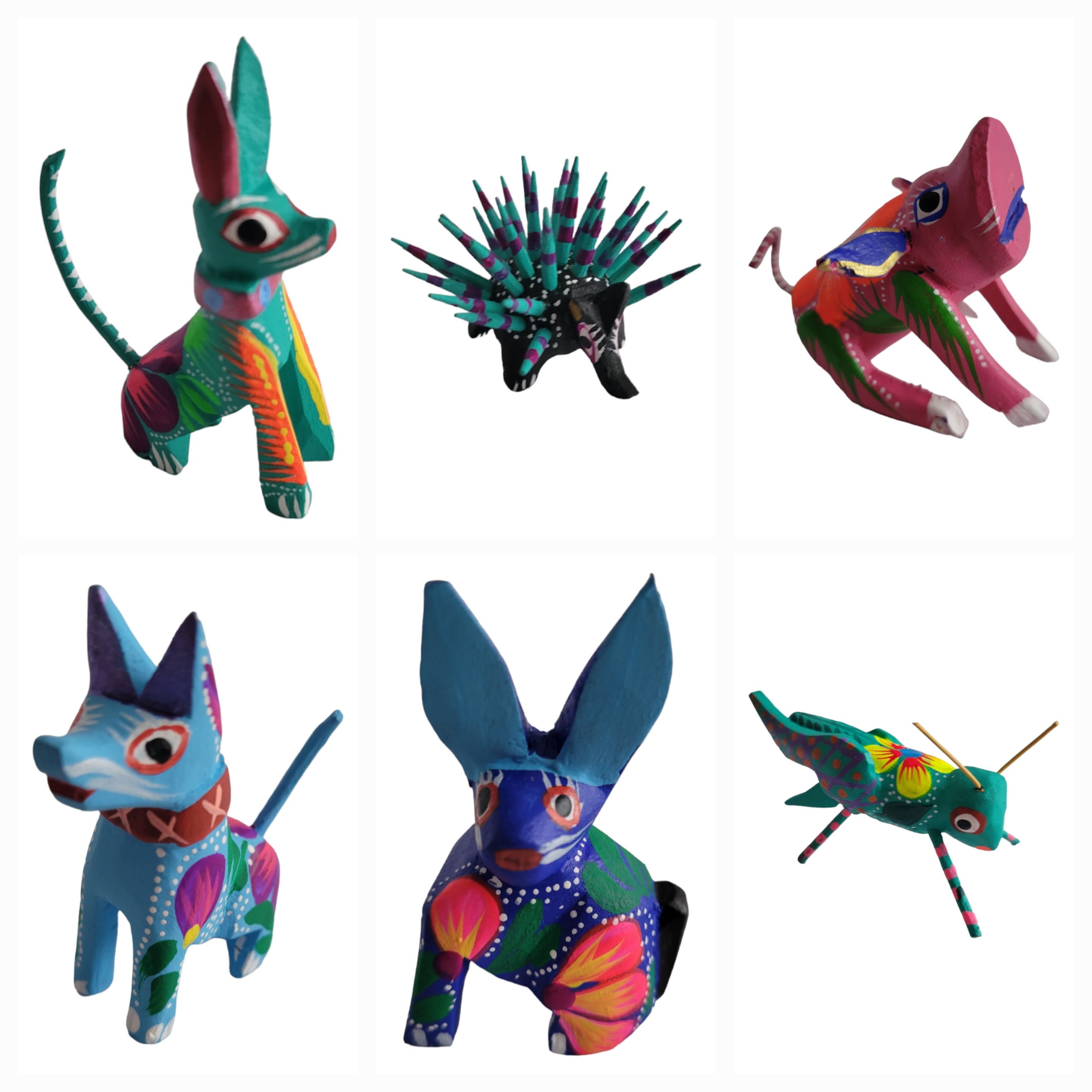 Alebrijes Mexican Folk Wood Carving Sculptures Oaxacan Alebrije Set ...