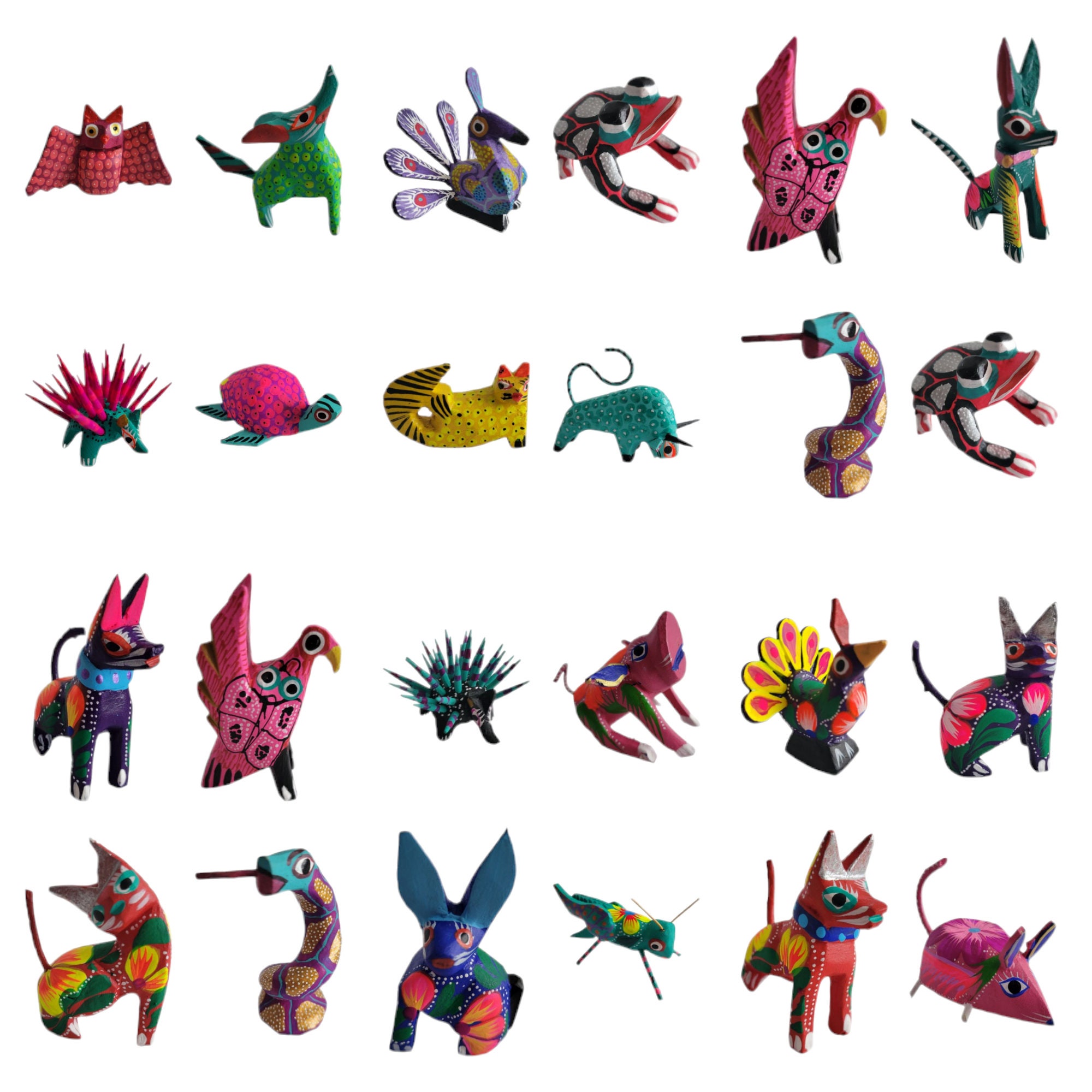 Alebrijes Mexican Folk Wood Carving Sculptures Oaxacan Alebrije Set ...