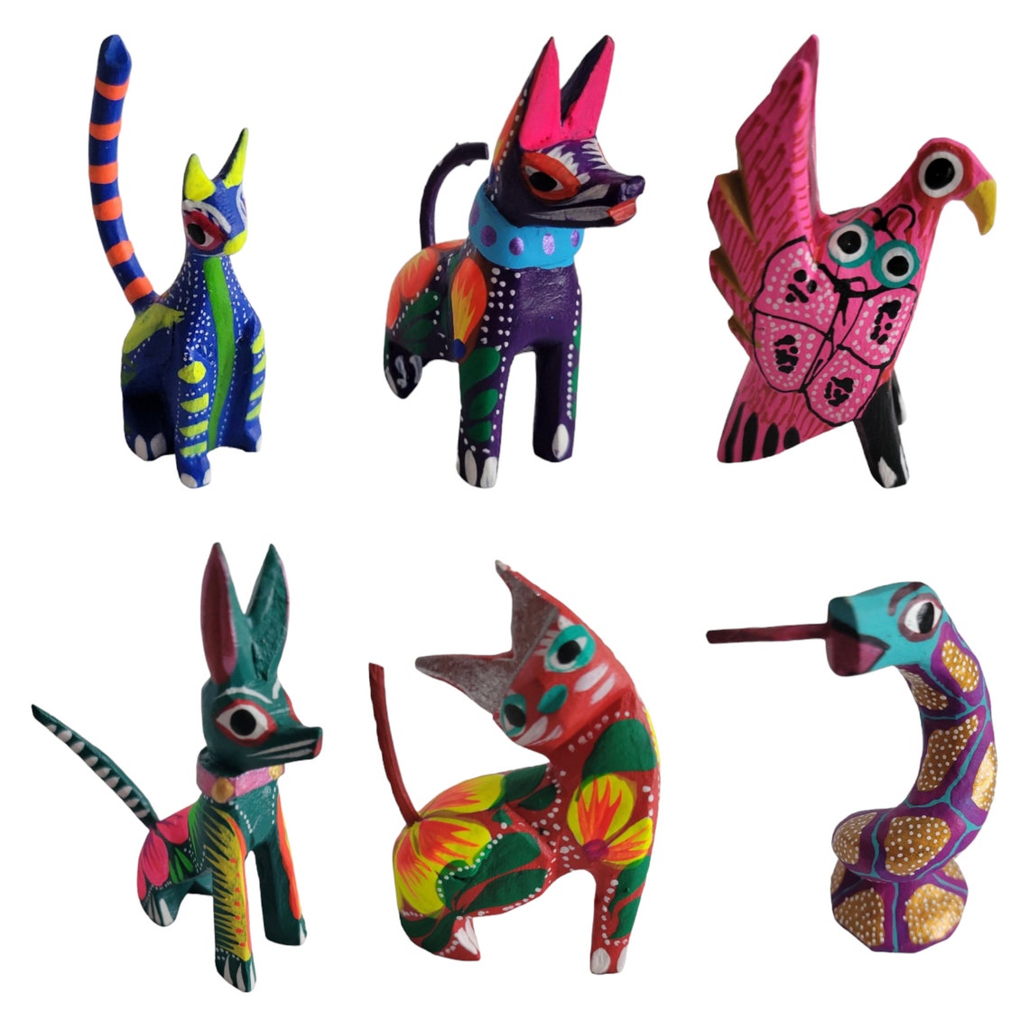 Alebrijes Mexican Folk Wood Carving Sculptures Oaxacan Alebrije Set ...