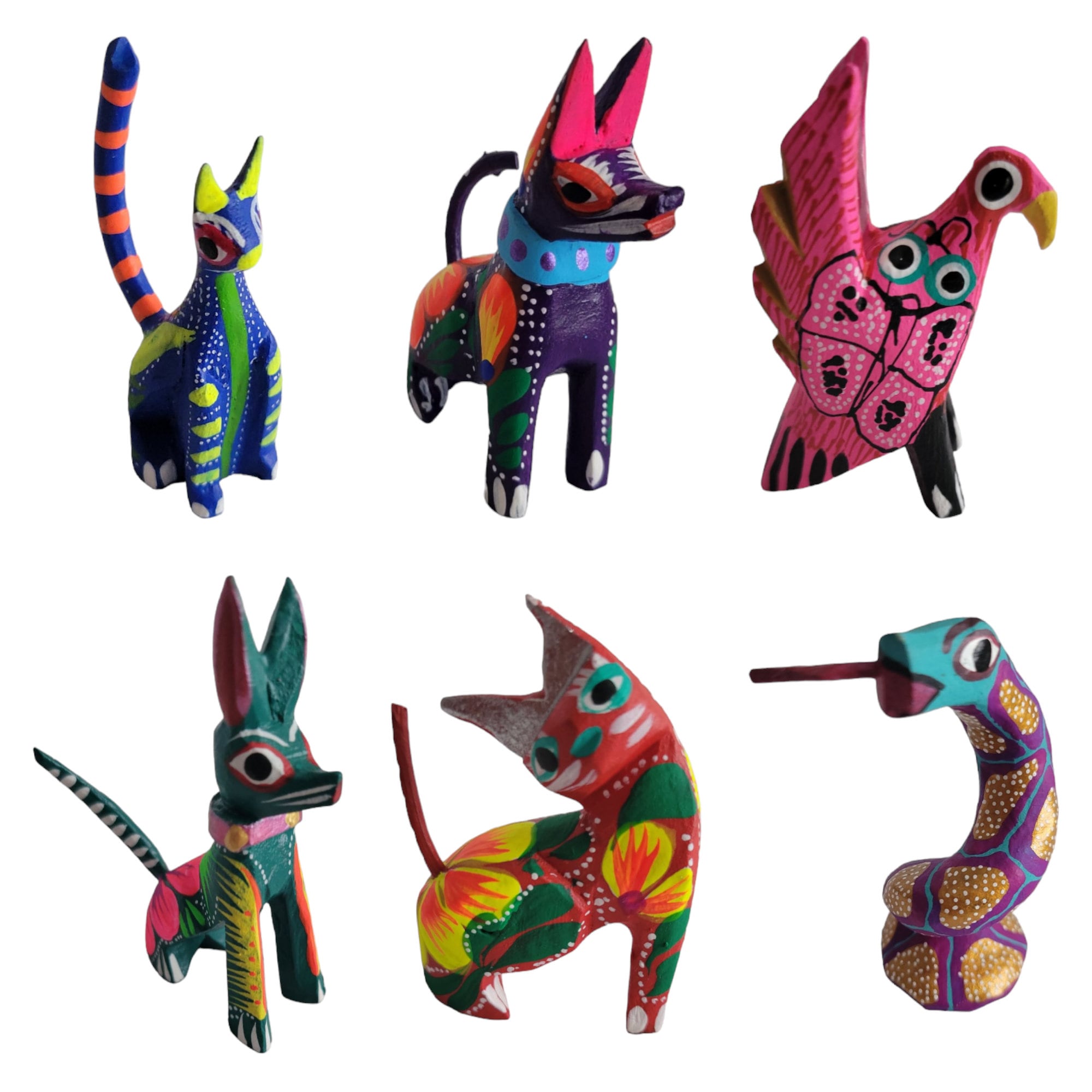 Alebrijes Mexican Folk Wood Carving Sculptures Oaxacan Alebrije Set ...