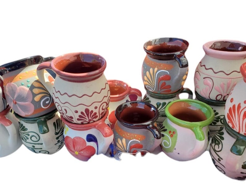 Mexican Mugs Clay Mexican Cups | Floral Mugs | Artsenal Mugs Taza ...