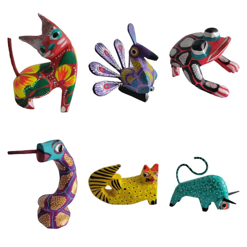 Alebrijes Mexican Folk Wood Carving Sculptures Oaxacan Alebrije Set ...