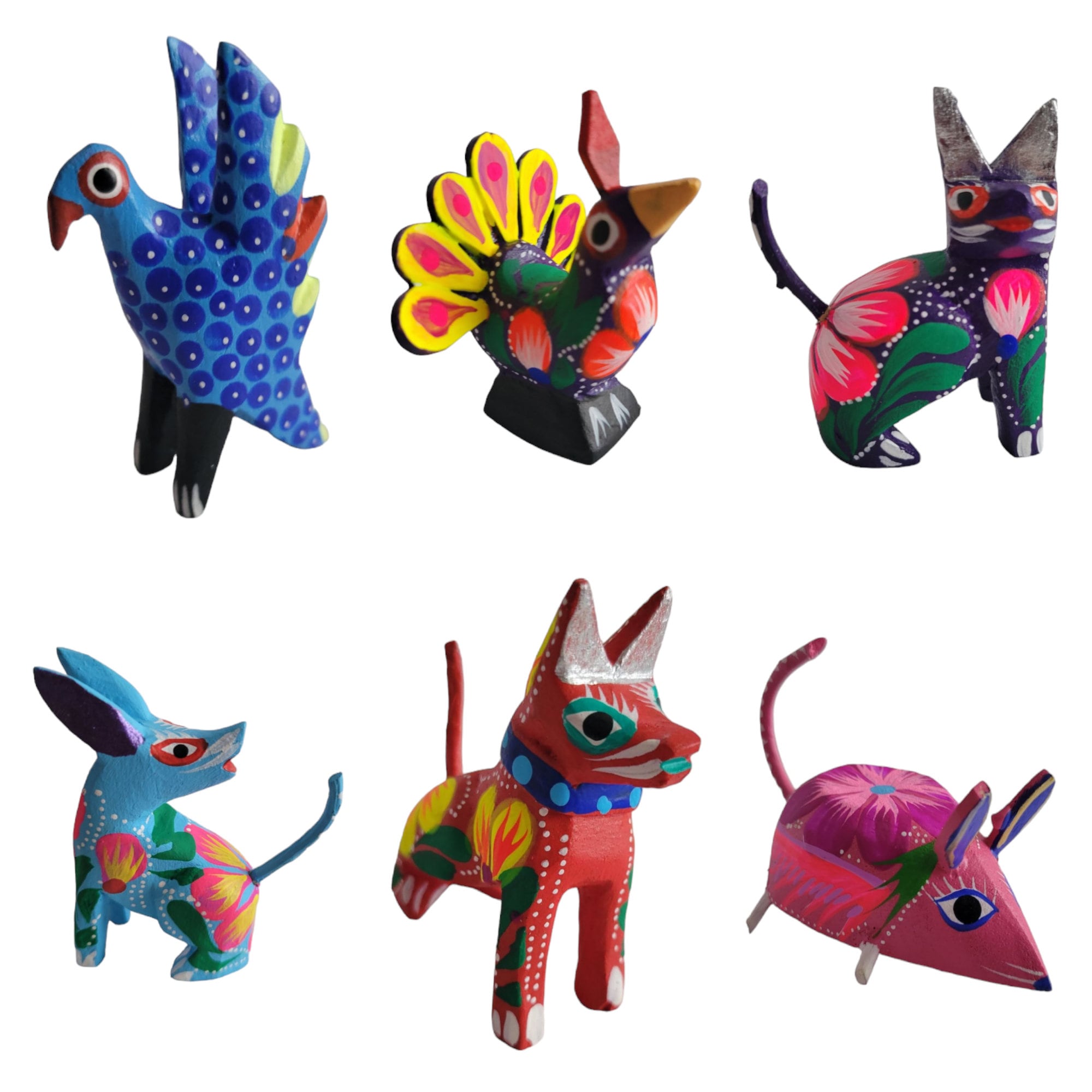 Alebrijes Mexican Folk Wood Carving Sculptures Oaxacan Alebrije Set ...
