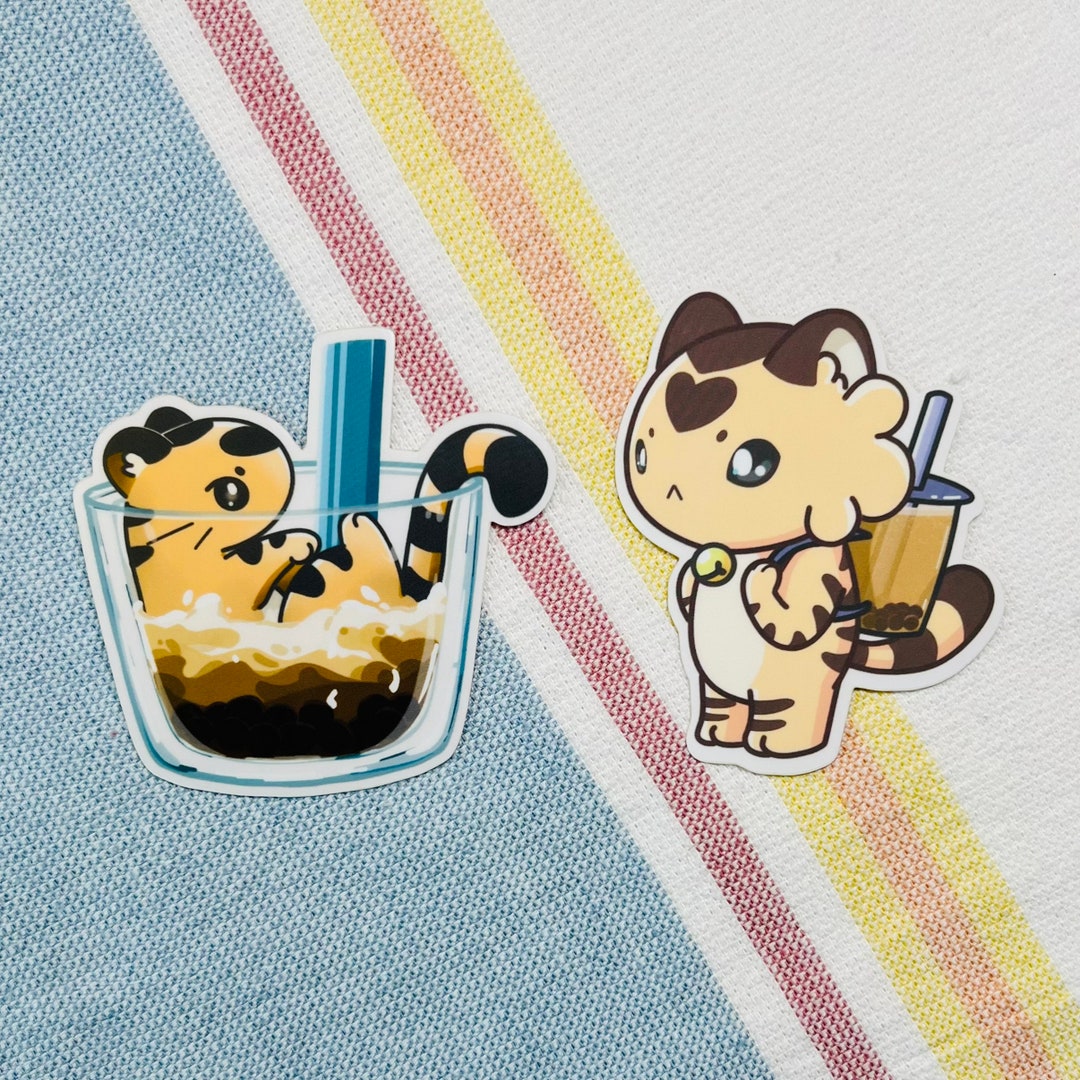 Cute Boba Cat Sticker Set Bubble Tea Cat Sticker Set 3 in Dishwasher ...