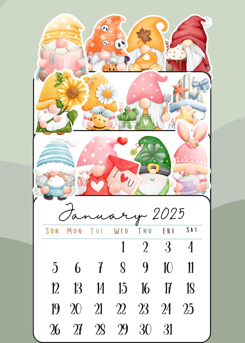 2025 Desk Calendar | Gnome Collection | Mini Desk Calendar 2025 | Small ...
