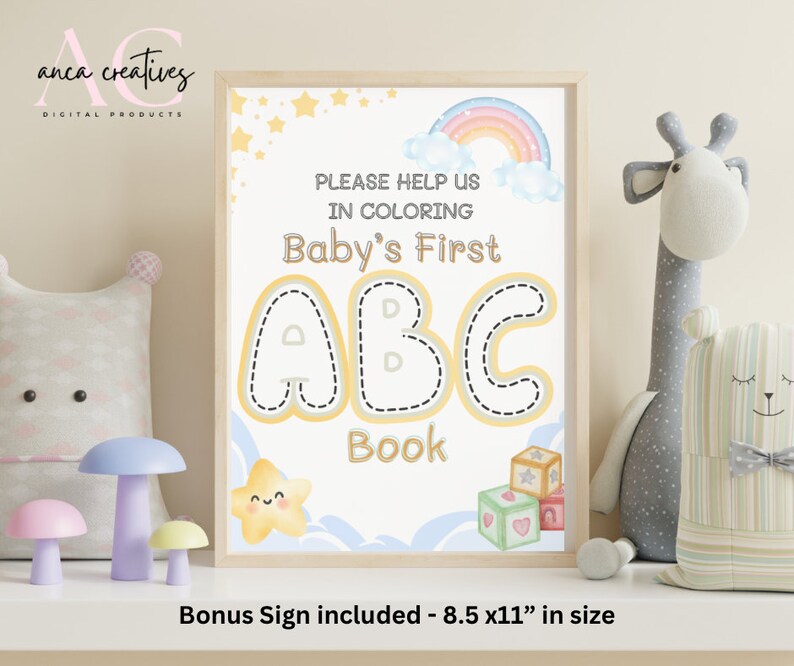Baby Shower Guest Book Printable, Alphabet, Babys First ABC Book, Baby ...