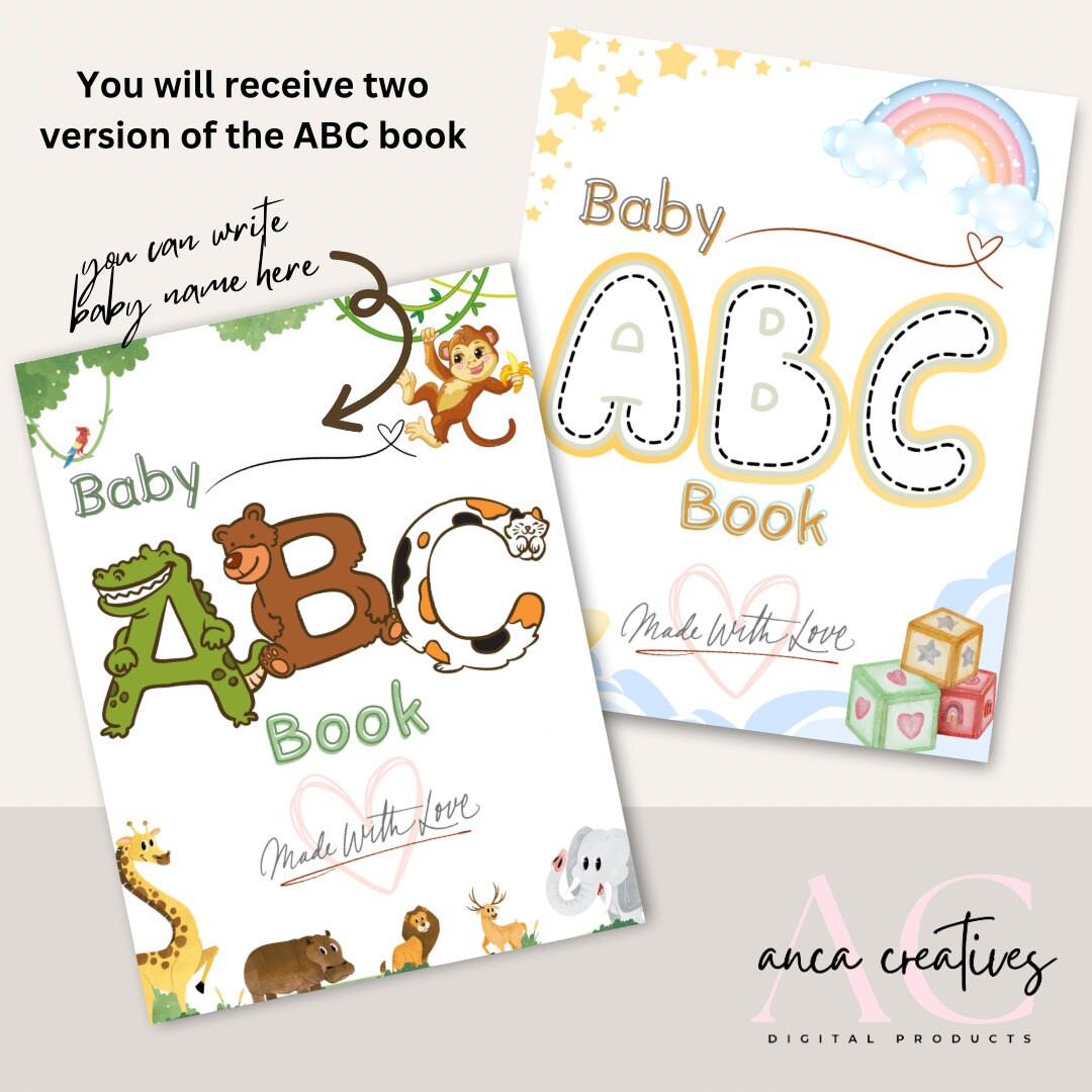 Baby Shower Guest Book Printable, Alphabet, Babys First ABC Book, Baby ...