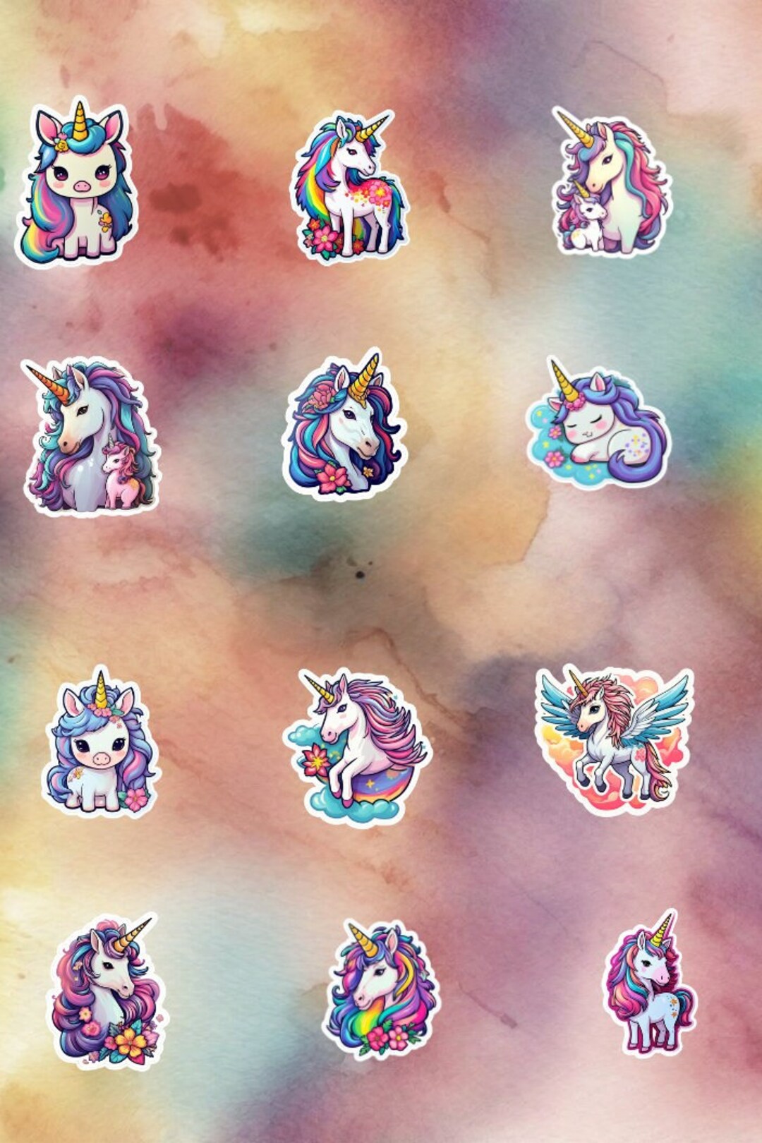 Cute Print and Cut Unicorn Stickers / Unicorn Stickers / Rainbow ...