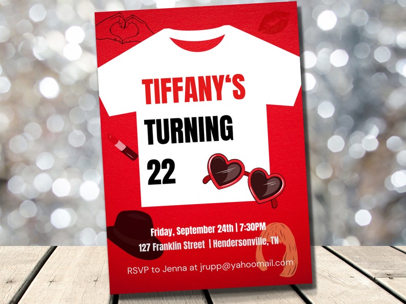 Taylor Swift Red Party Invitation - Etsy