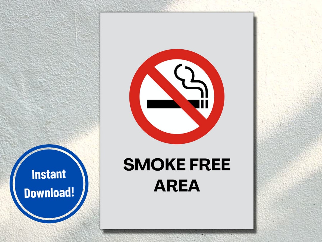 Smoke Free Area Sign - Etsy