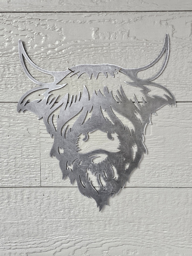 Highland Cow Head Metal Wall Art - Etsy