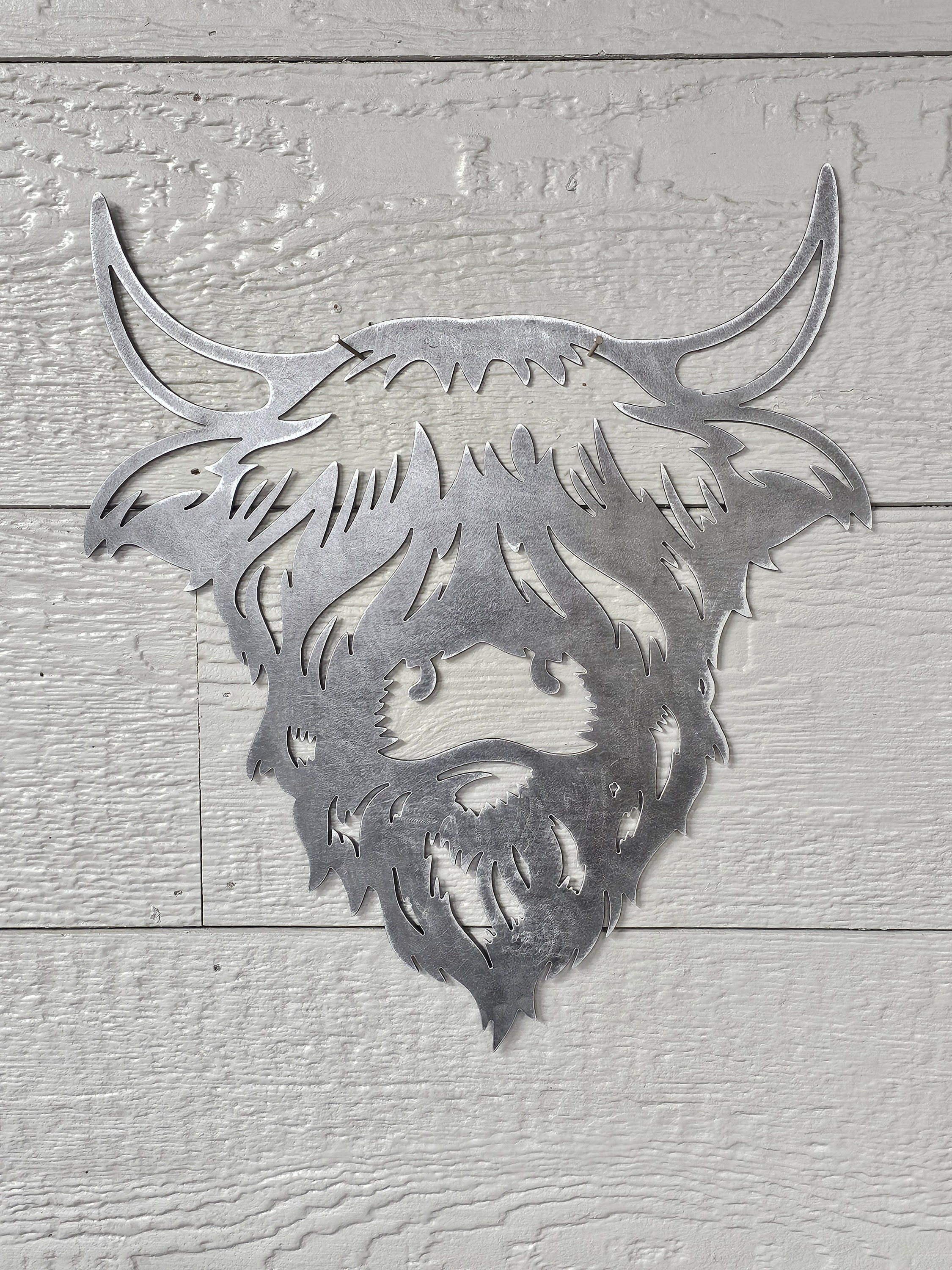 Highland Cow Head Metal Wall Art - Etsy