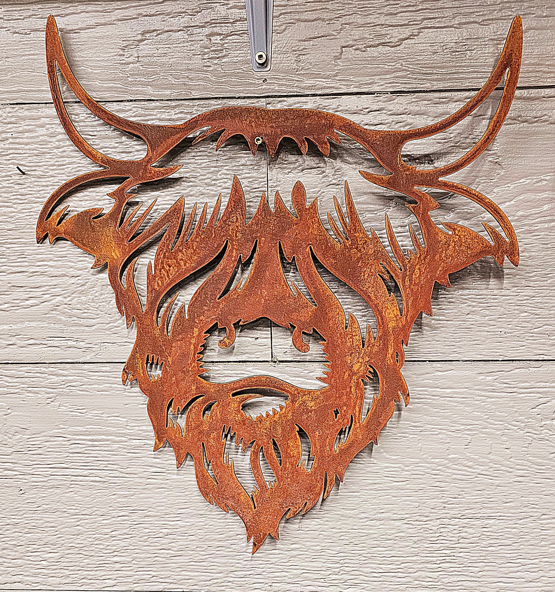 Highland Cow Head Metal Wall Art - Etsy