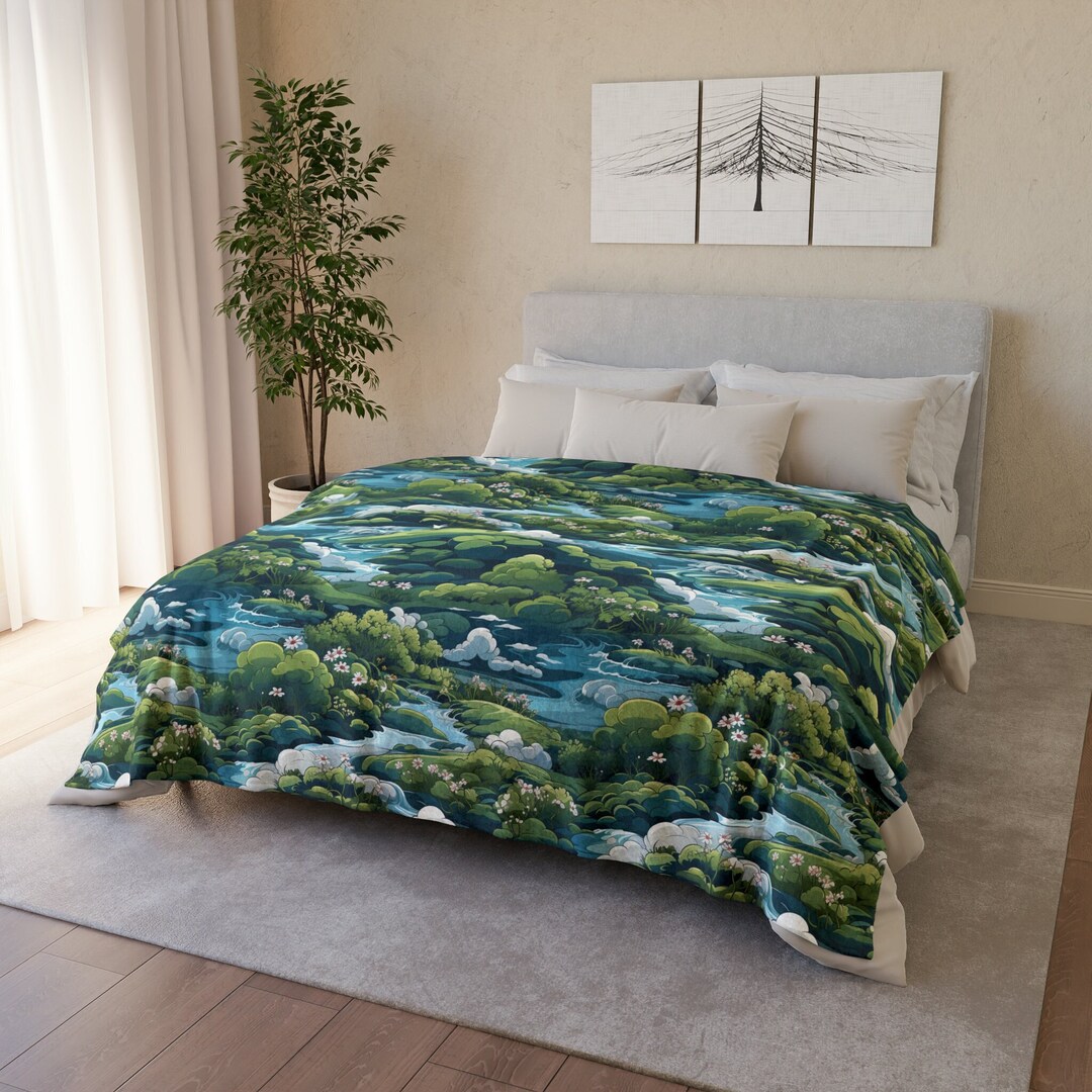 River Tales Seamless Pattern of Rivers and Valleys Soft Polyester ...
