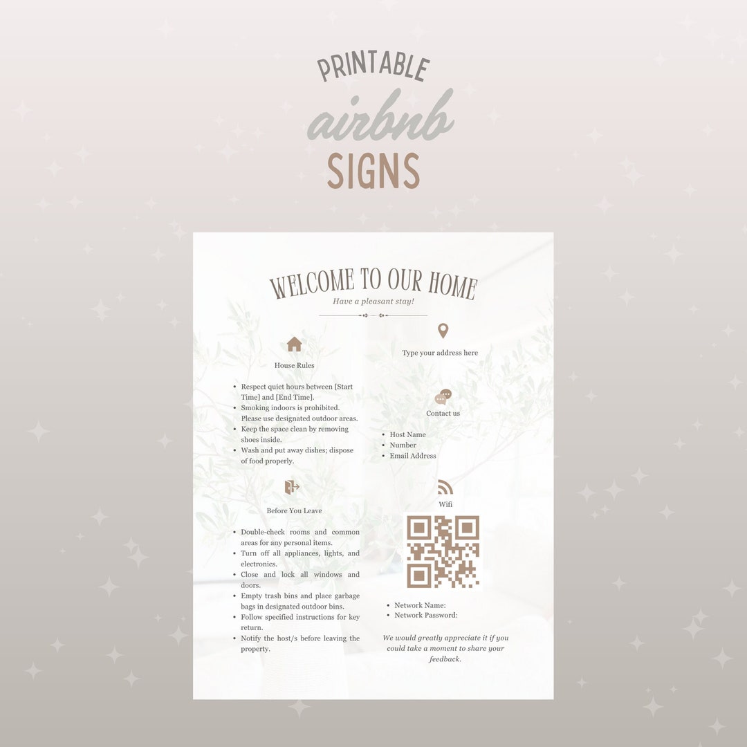 Airbnb Signs | Airbnb Signs Template, Editable Airbnb Signs, Aesthetic ...