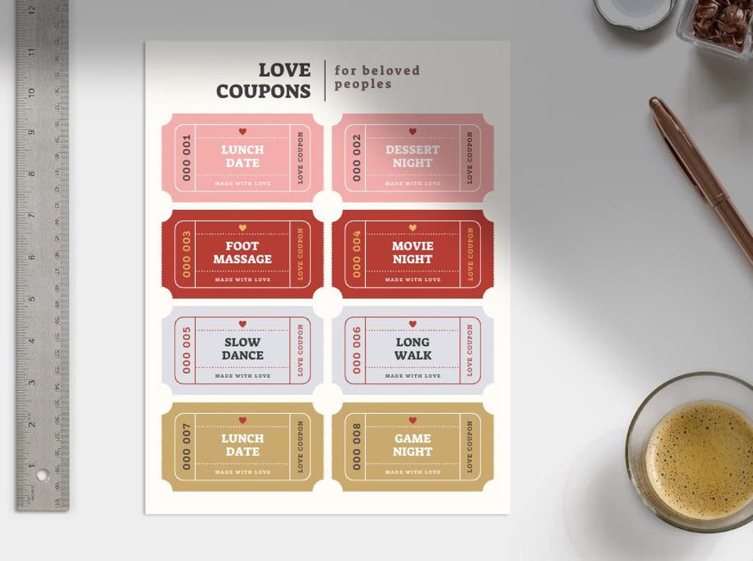 Printable Love Coupons: Romantic Gift for Couples (PDF) - Etsy