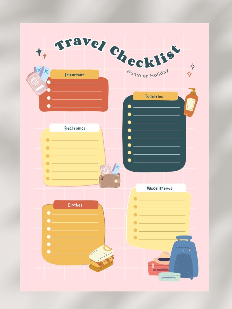 Vacation Checklist Travel Packing List Pack for Vacation Packing ...