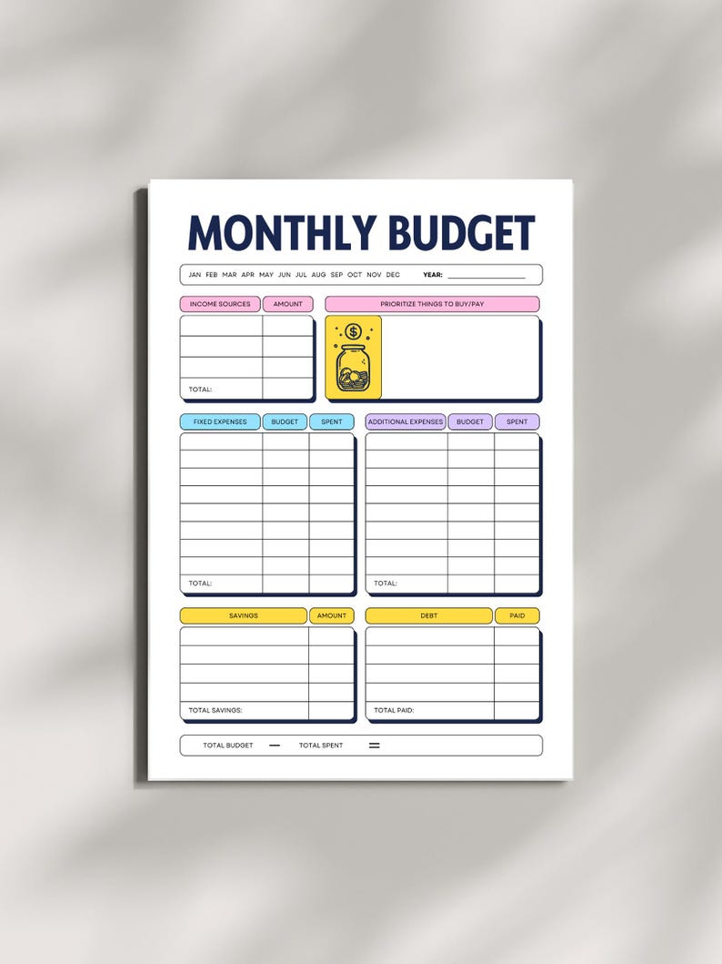 Printable Monthly Budget Template Minimalist Finance Planner Monthly ...