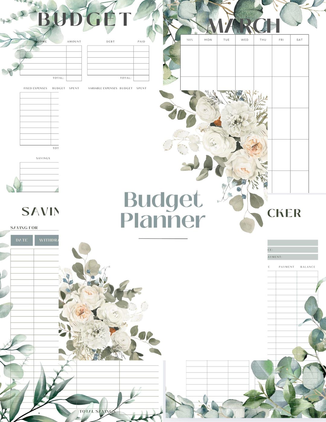 Floral Budget Planner Budget Flowers Template Monthly Budget Template ...