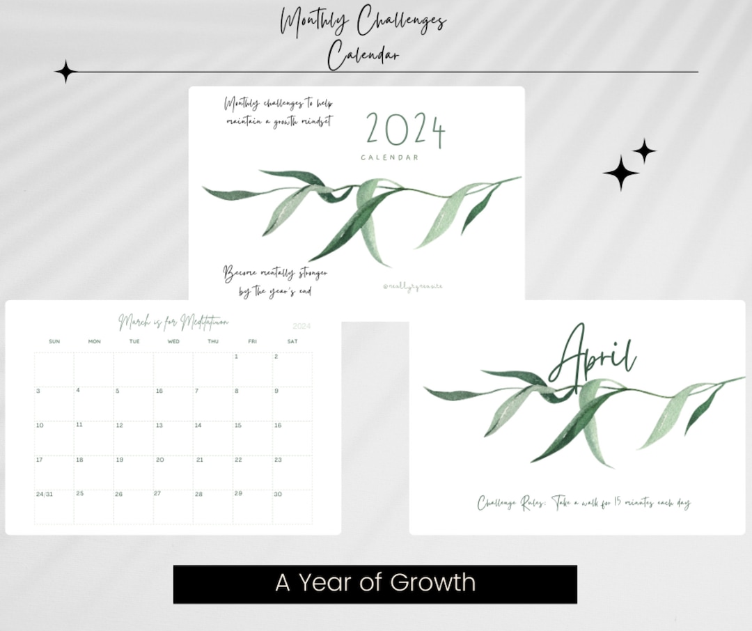 Monthly Challenges Calendar 2023 | Printable | Healthy Habits | Growth ...