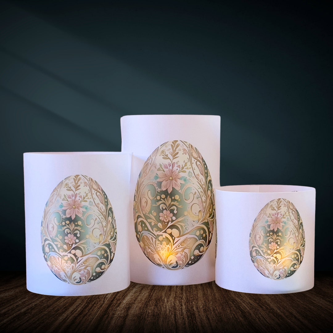 Elegant Emerald Green Easter Egg Luminaries for Flameless Candles, Set ...