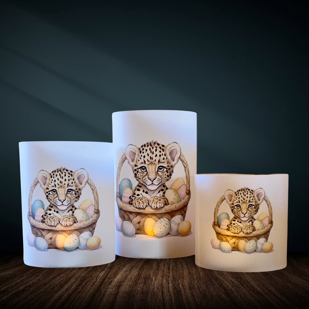 Baby Leopard Easter Luminaries for Flameless Candles, Set of 3 Vellum ...