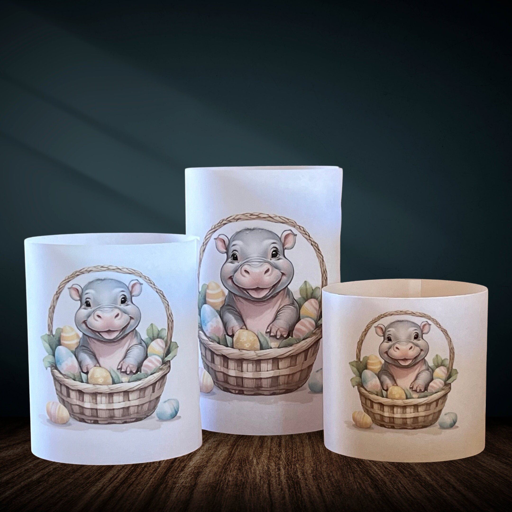 Baby Hippo Easter Luminaries for Flameless Candles, Set of 3 Vellum ...