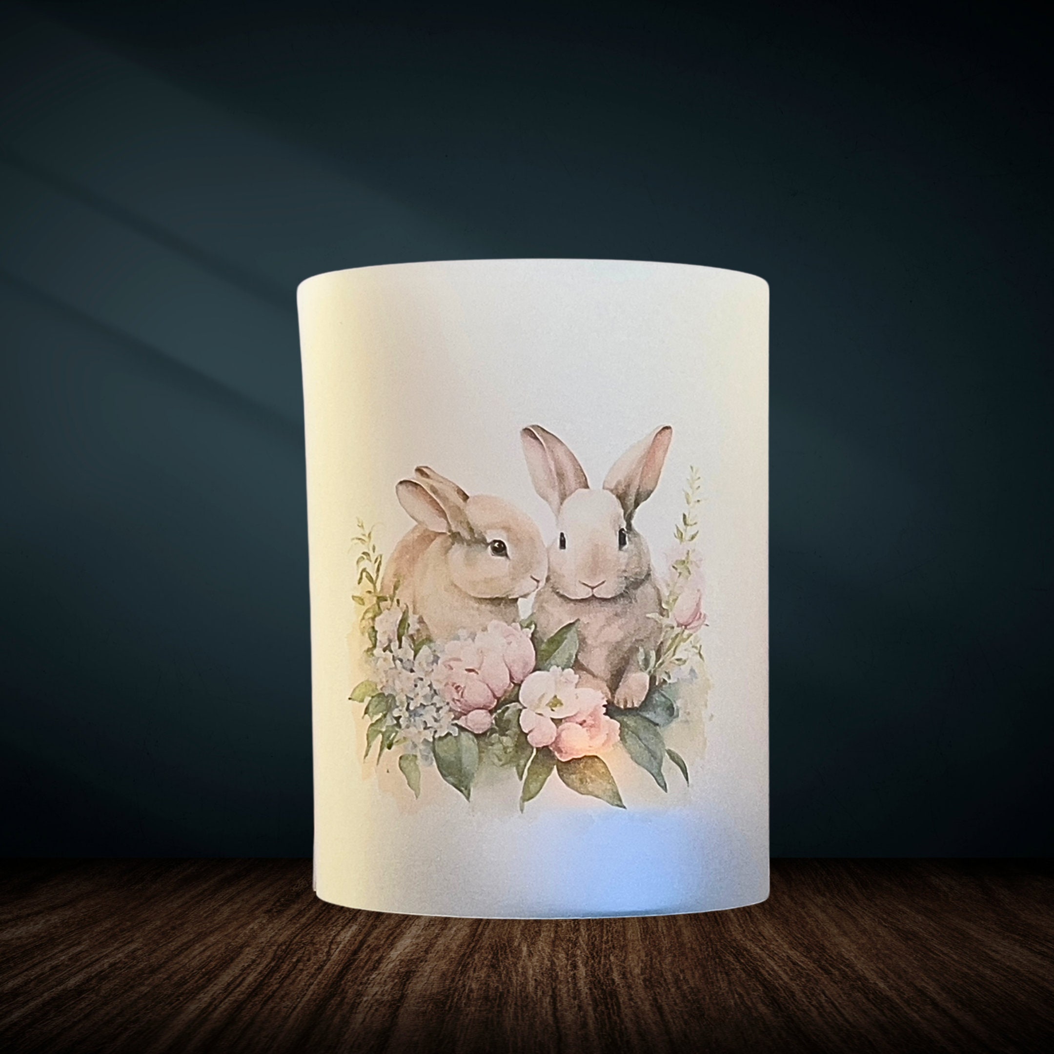 Floral Bunny Luminaries for Flameless Candles, Set of 3 Vellum Shades ...
