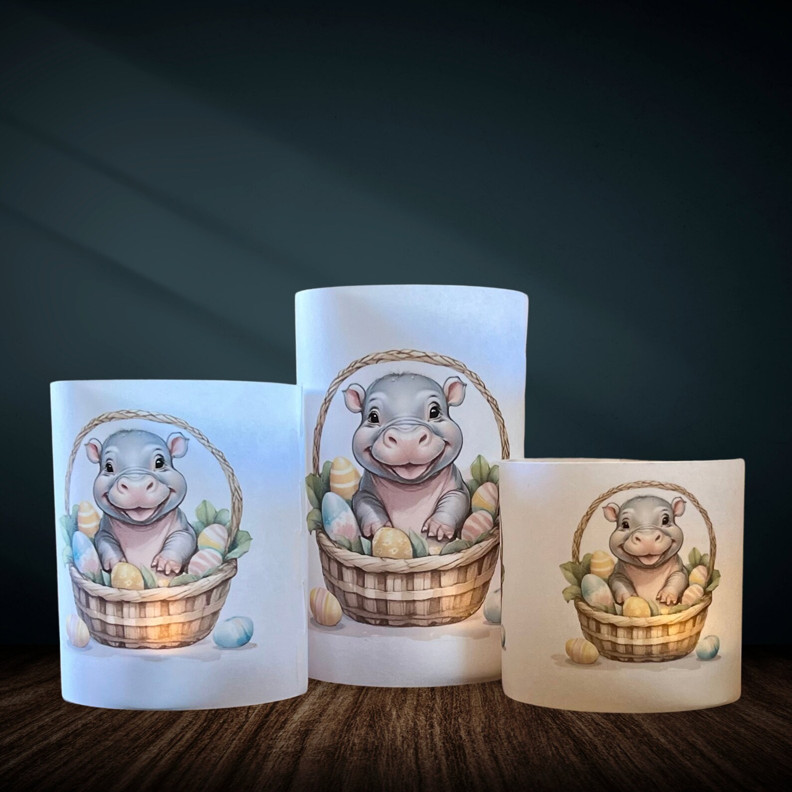 Baby Hippo Easter Luminaries for Flameless Candles, Set of 3 Vellum ...