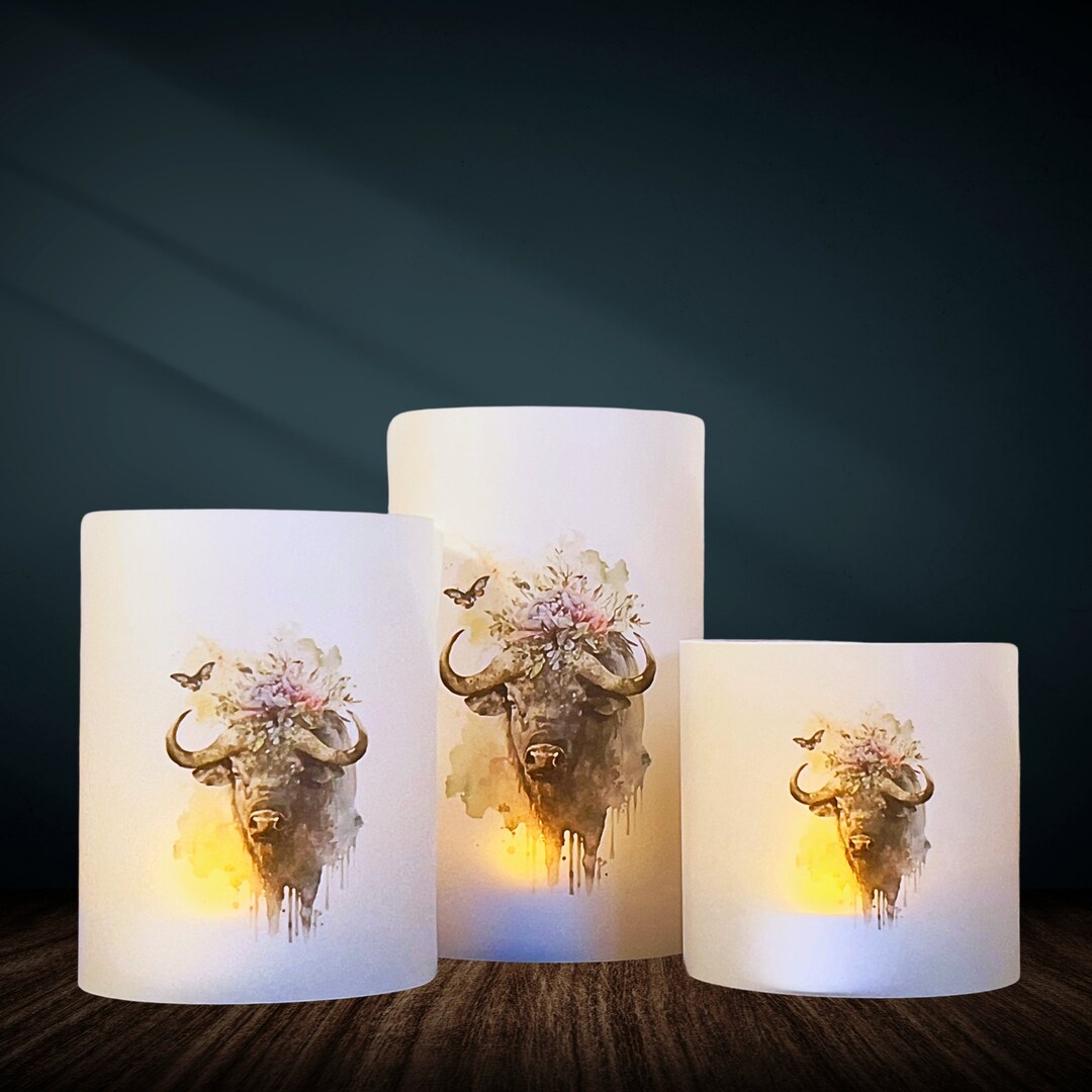 Big 5 Buffalo Luminaries for Flameless Candles, Set of 3 Vellum Shades ...