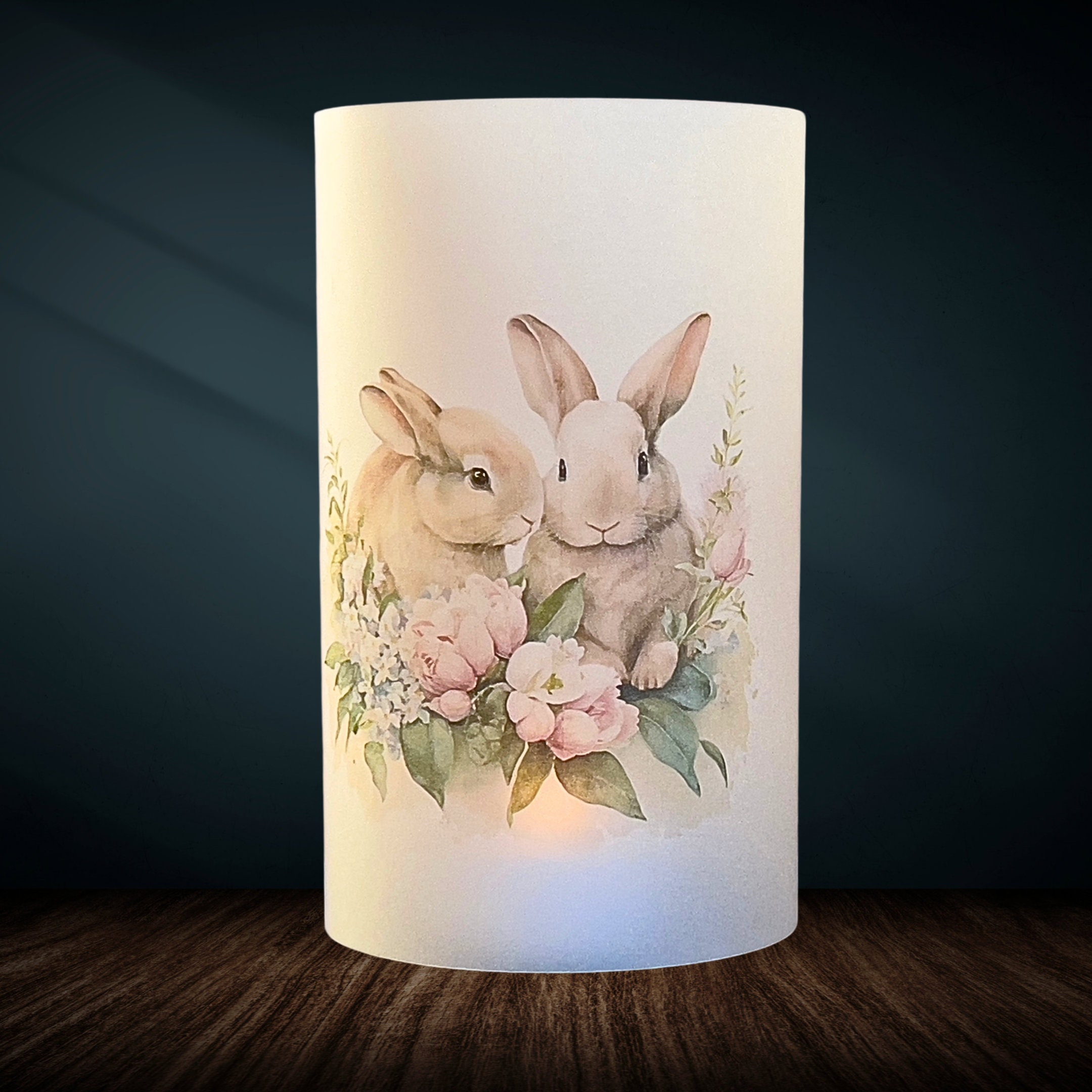 Floral Bunny Luminaries for Flameless Candles, Set of 3 Vellum Shades ...