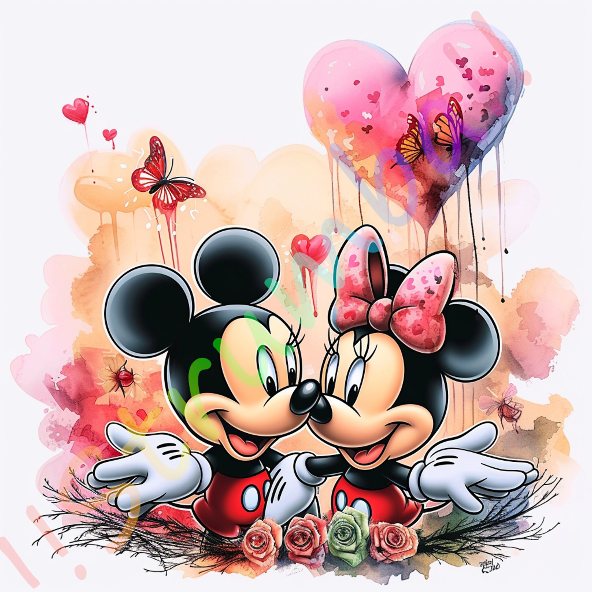 Mickey Mouse Splash and Watercolor Digital Design Png,minnie Watercolor ...