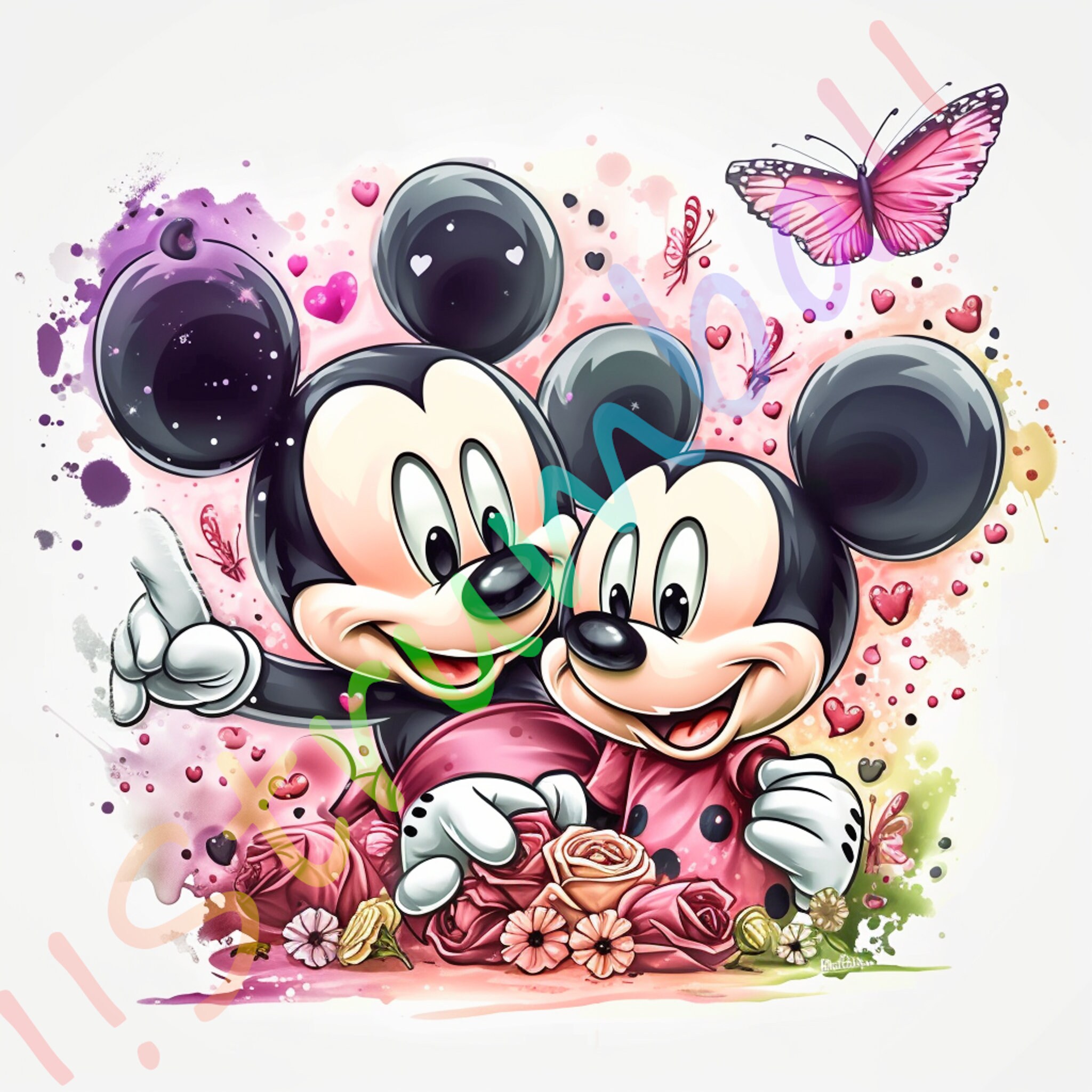 Mickey Mouse Splash and Watercolor Digital Design Png,minnie Watercolor ...