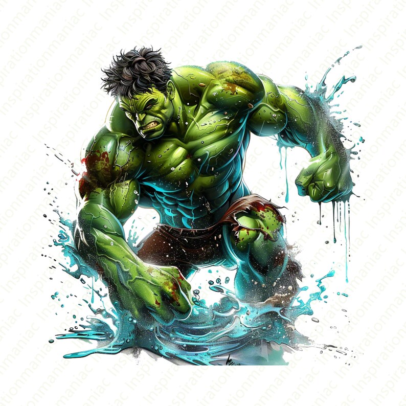 Hulk Png, Angry Hulk, Superhero, Hulk Bundle, Watercolor Splash Design ...