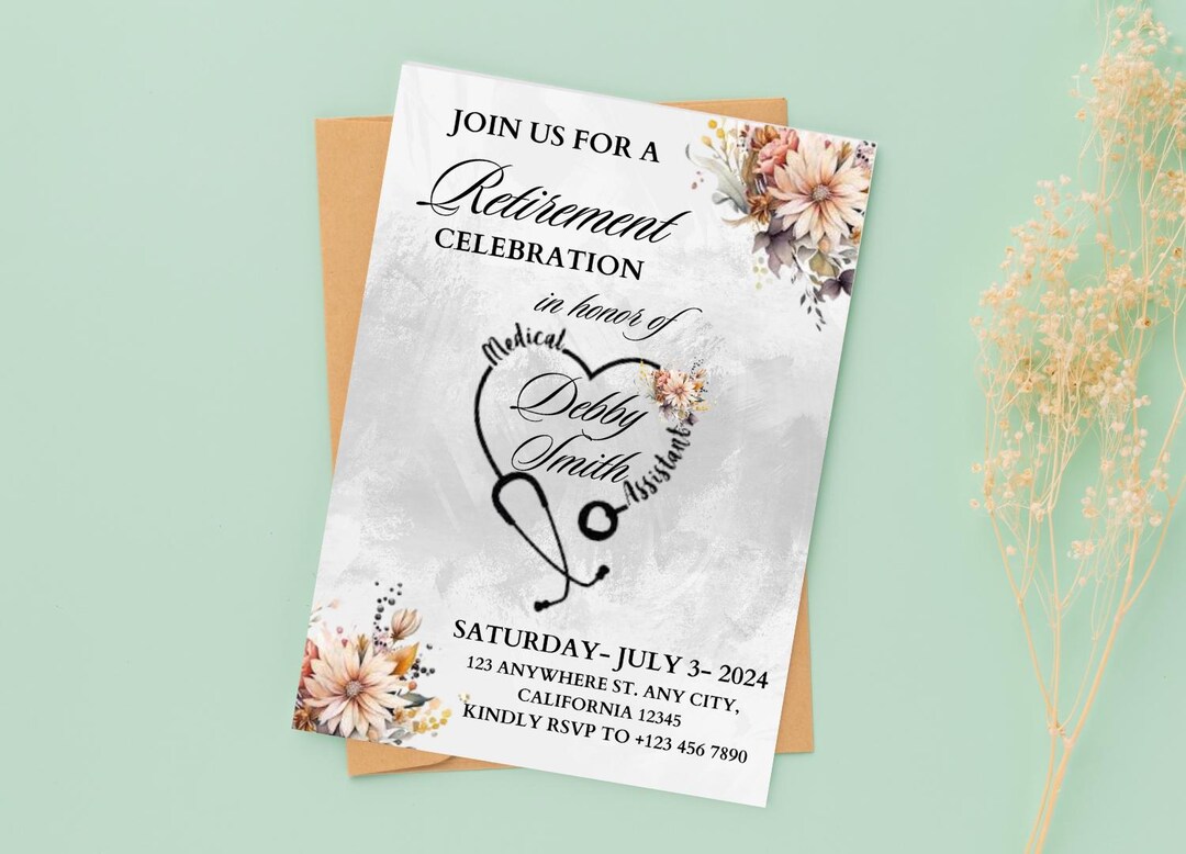 Doctor Retirement Party Invitation Printable, Doctor Retirement Invite ...