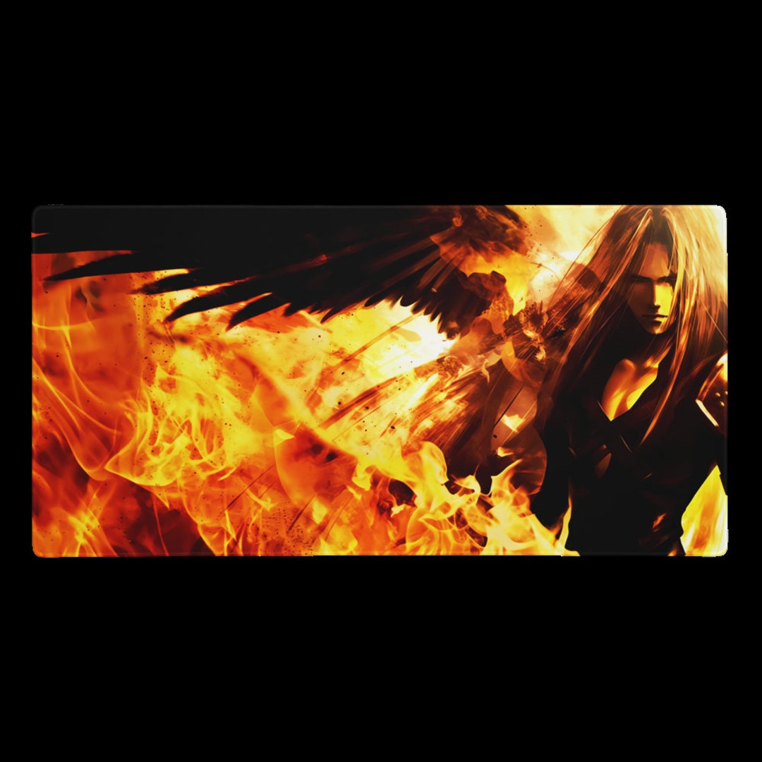 Sephiroth One Winged Angel With Flames Gaming Mat Ultimate Final ...