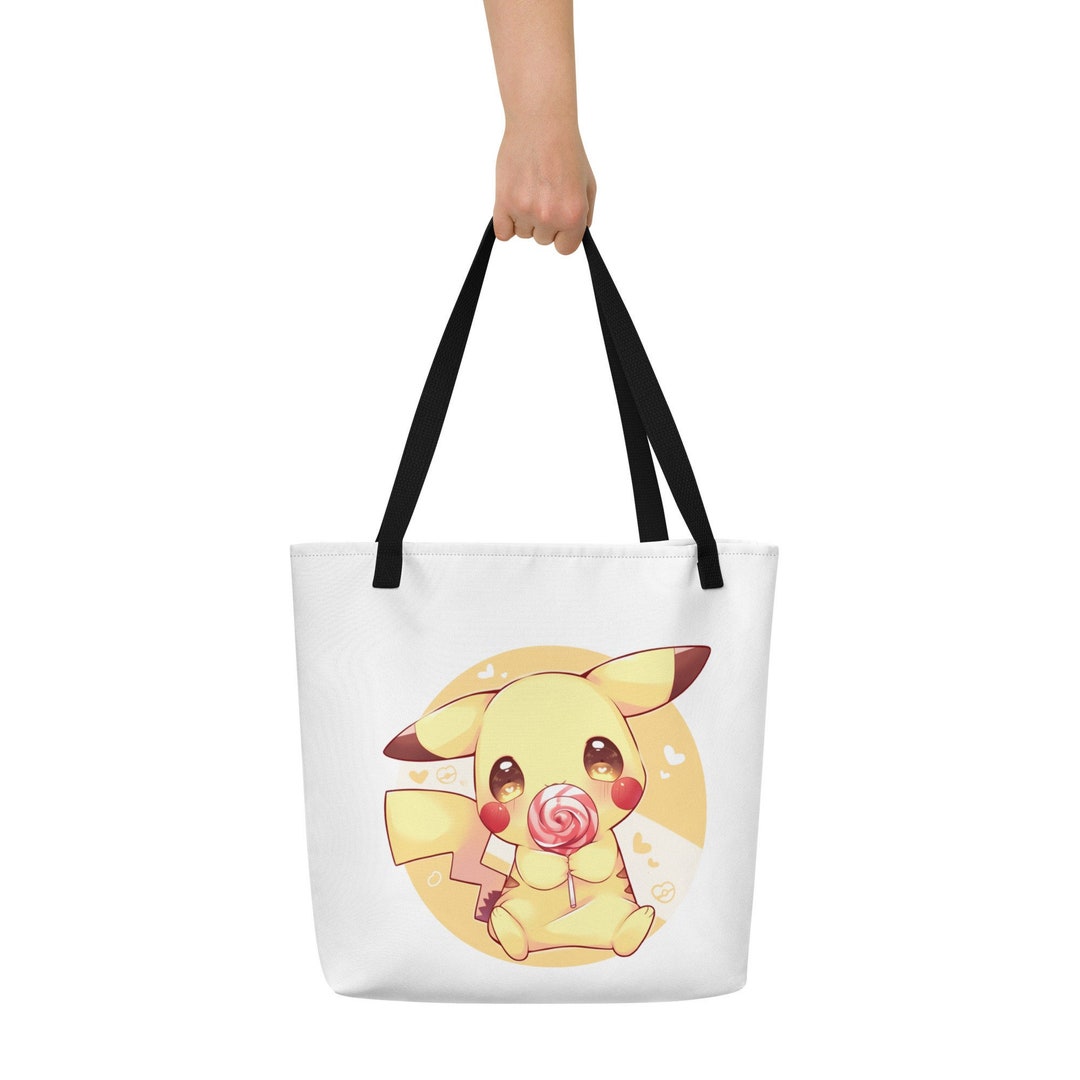 Pikachu Eating Lollipop Large Pokémon Tote Bag Bright & Durable ...