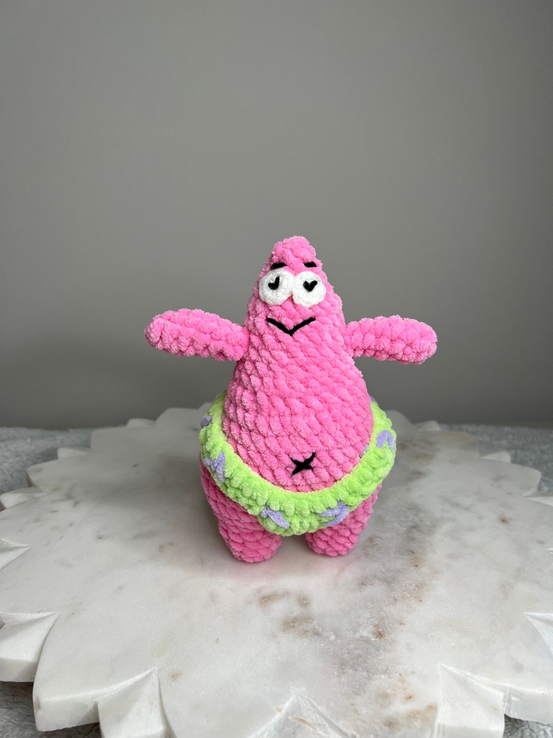 Thicc Patrick the Star Crochet Plushie Gifts Physical Item - Etsy