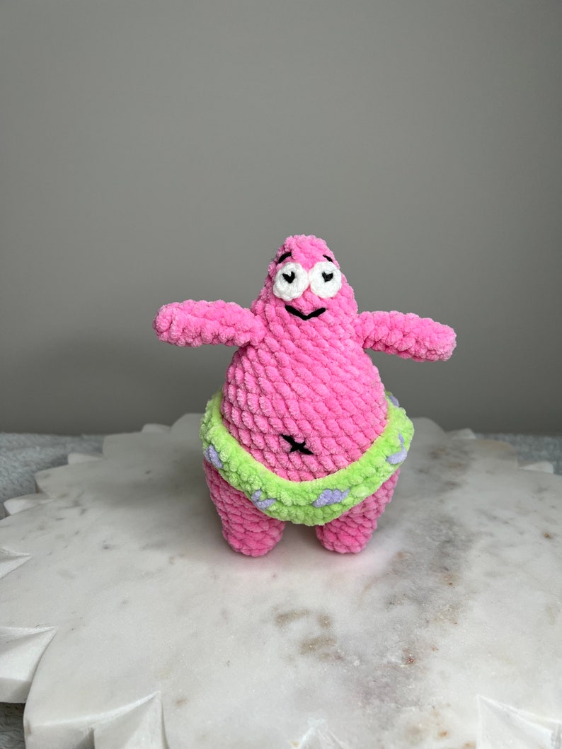 Thicc Patrick the Star Crochet Plushie Gifts Physical Item - Etsy