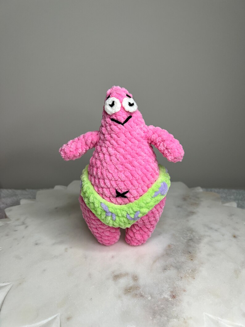 Thicc Patrick the Star Crochet Plushie Gifts Physical Item - Etsy