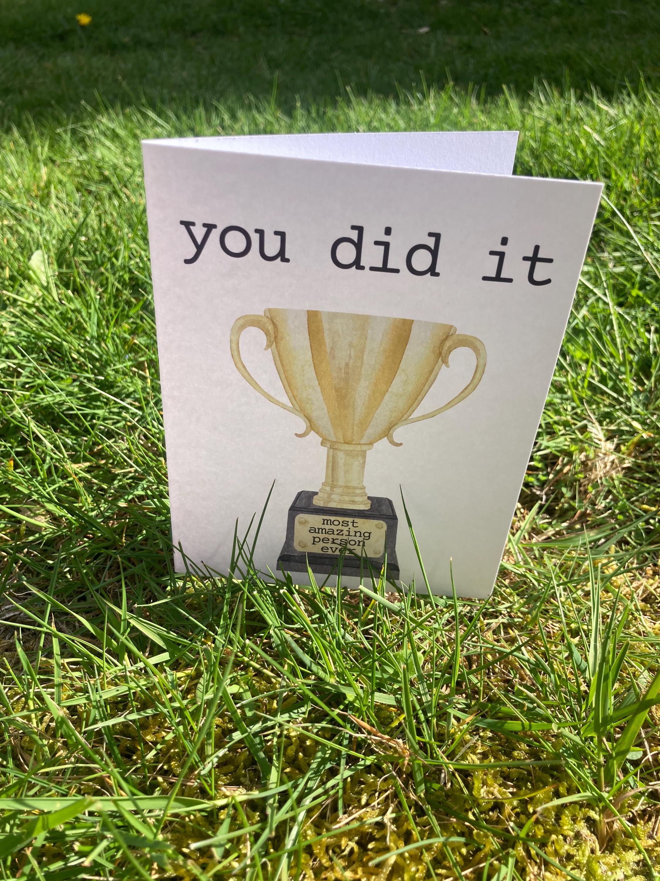 You Did It Card | Congrats Card | Trophy Card | Encouragement Card ...