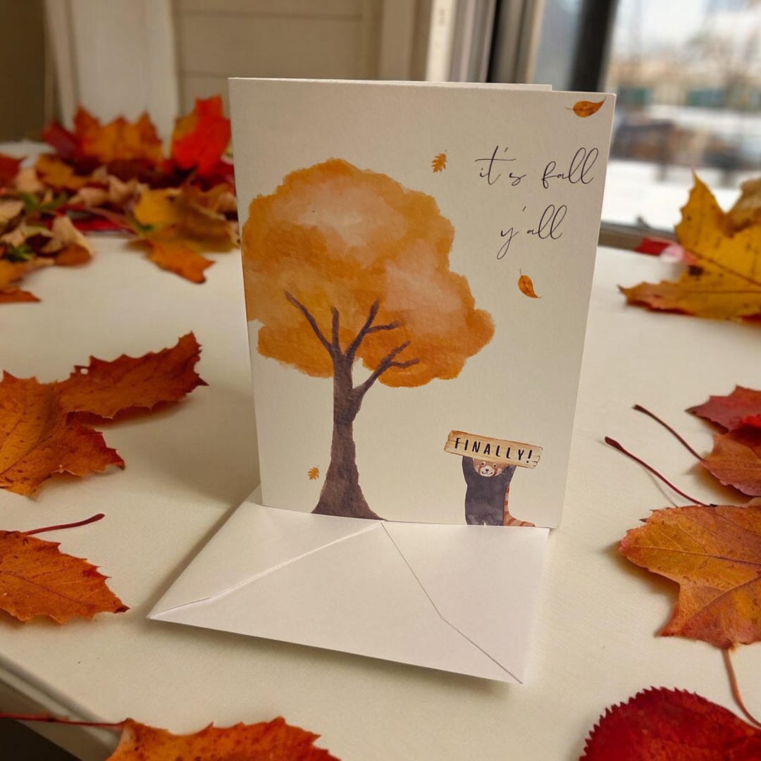 It's Fall Y'all Card: Watercolor Autumn Greetings - Etsy