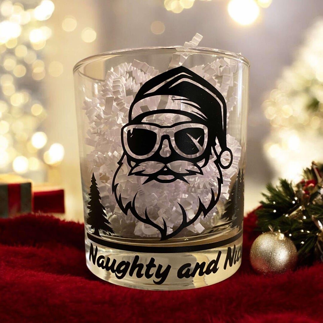 Santa Claus Naughty and Nice Whiskey Glass Christmas Themed Whiskey ...
