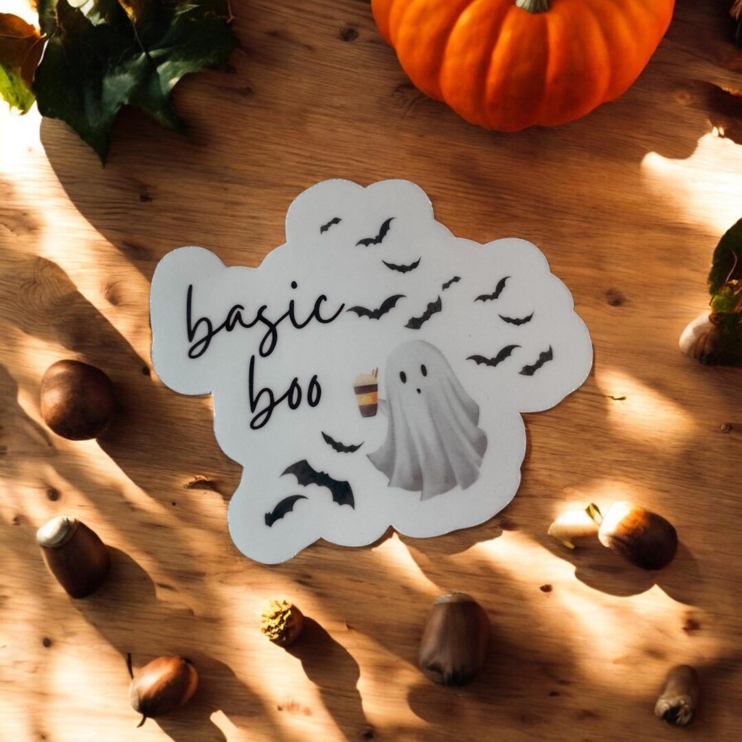 Ghost Basic Boo Sticker With Pumpkin Spice Latte | Ghost Vinyl Decal ...