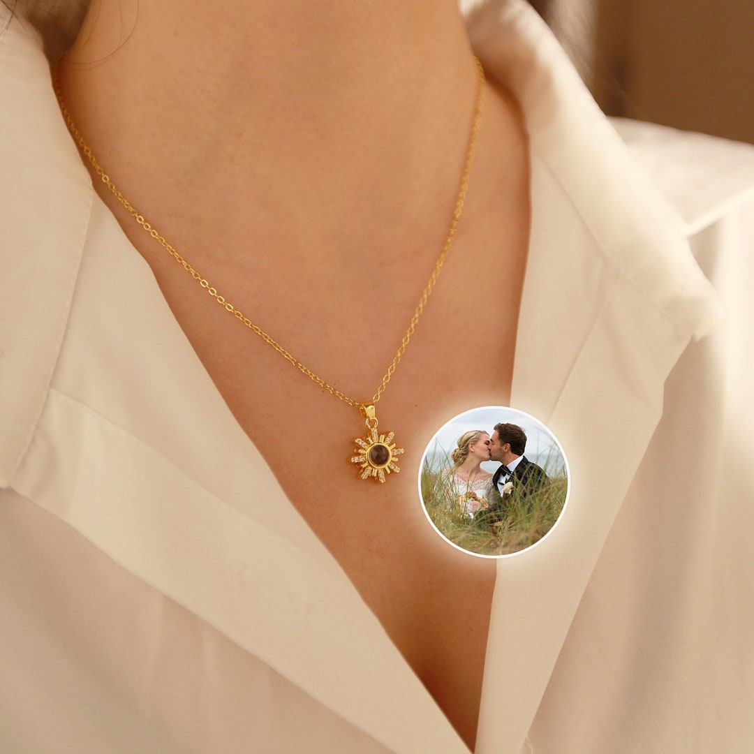 Custom Photo Projection Necklace,sun Flower Projection Necklace ...