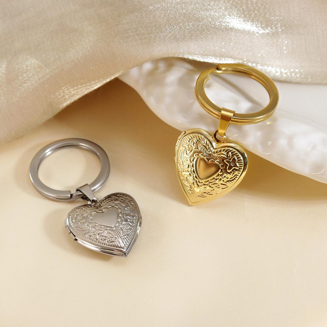 Custom Heart Photo Locket Keychain,heart Locket Keychain With Photo ...