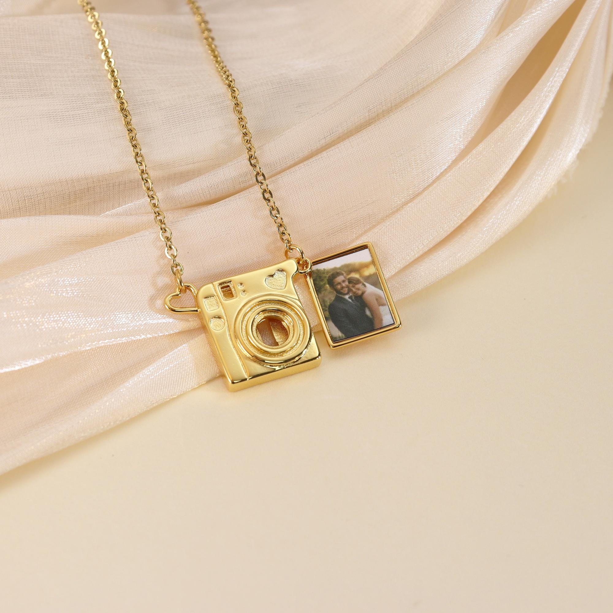 Custom Engraved Locket With Photo, Camera Necklace With Photo Picture ...