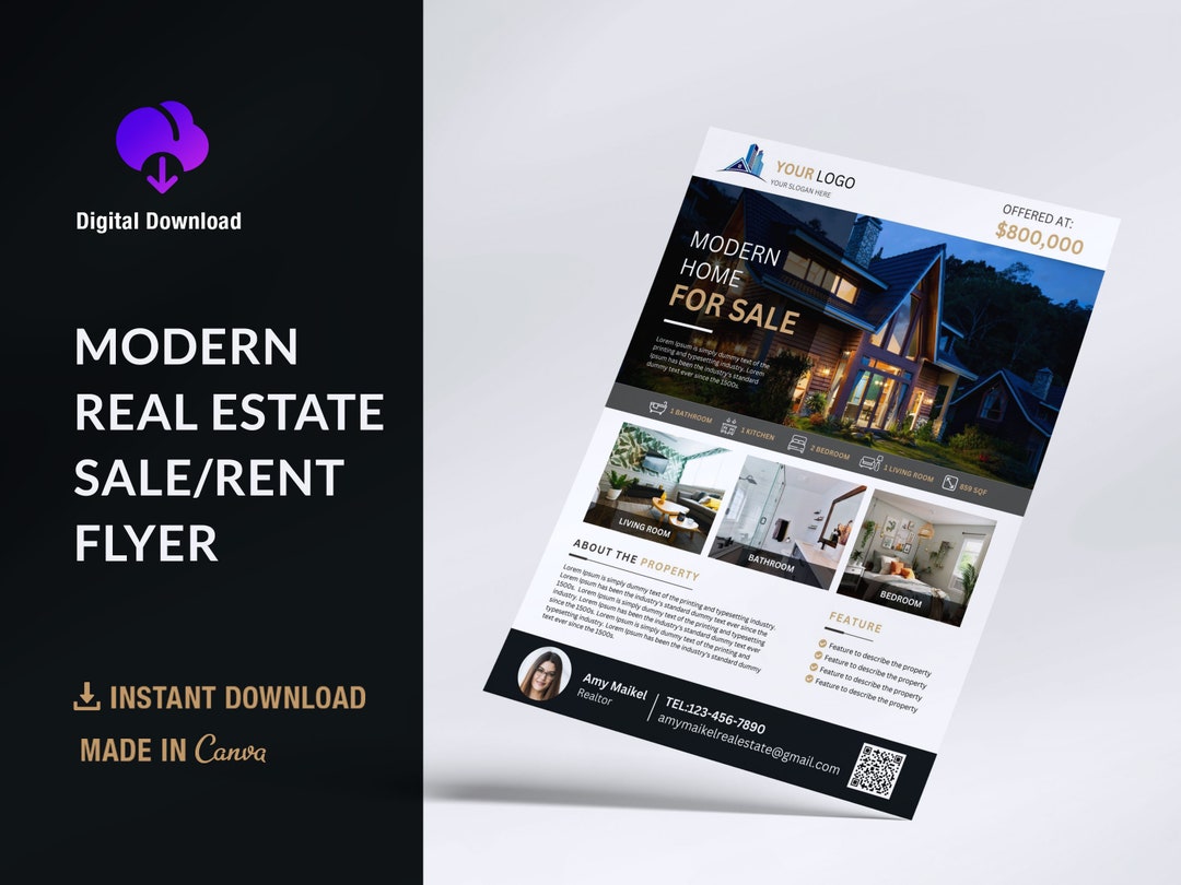 Modern Customizable Real Estate Flyer Template Just Listed Flyer Real ...