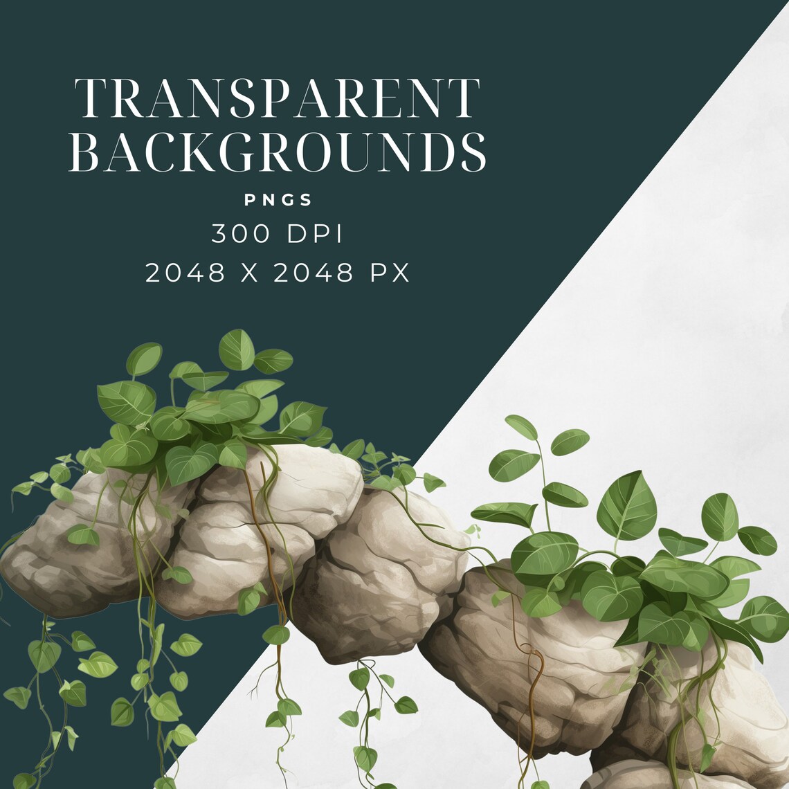 Jungle Rocks Clipart Pack, Commercial Use Clipart, Transparent Pngs ...