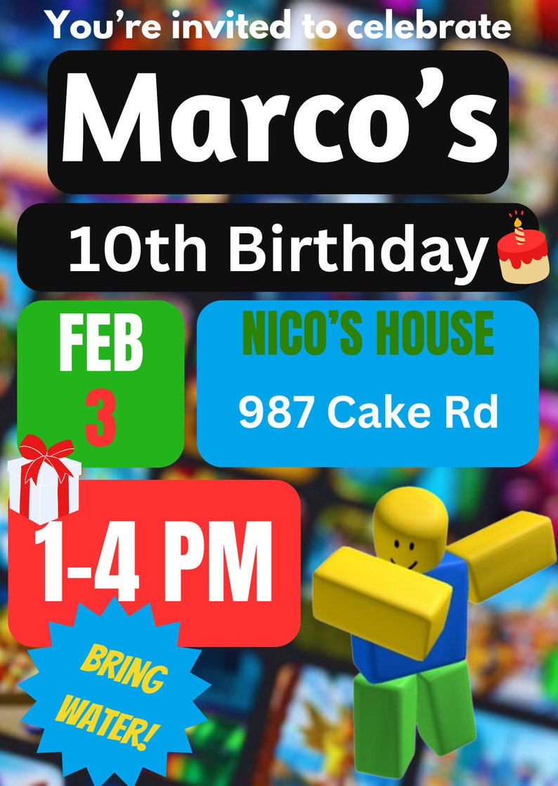 Roblox Birthday Invitation Printable and Customizable - Etsy